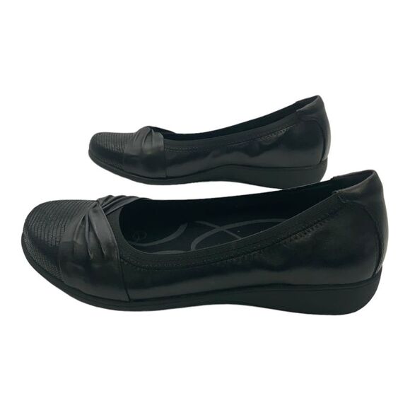Aravon | Shoes | Aravon Andreaar Ballerina Flat Black Leather Us Womens ...